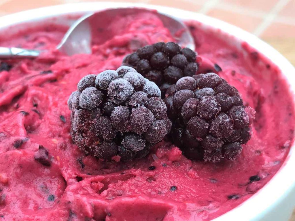 Healthy Berry Nice Cream - Cinnamon and Kale