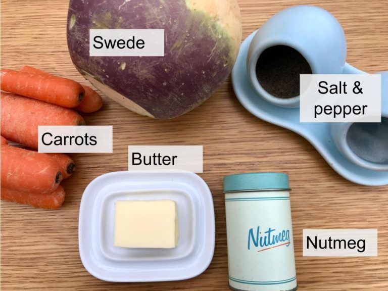 Carrot and Swede Mash - Cinnamon and Kale