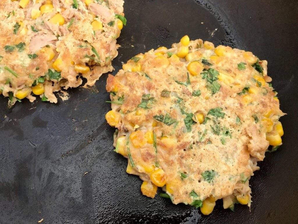 Tuna and Sweetcorn Fritters - Cinnamon and Kale