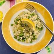 Leek and Pea Risotto - Cinnamon and Kale